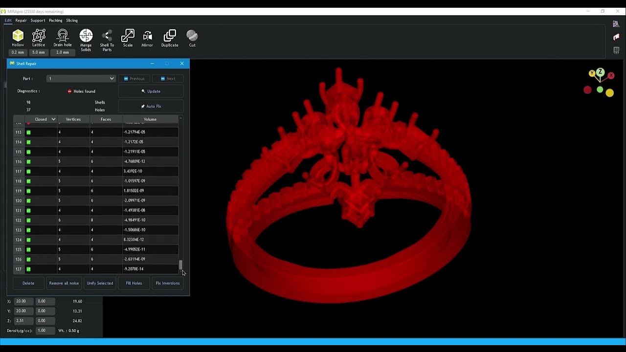 Manual Repair of STL/ 3D Mesh files with MIRA3D - YouTube