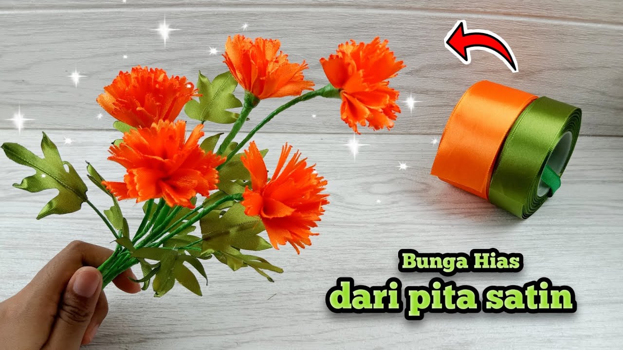 Bunga Kenikir dari pita satin|| Easy Marigold satin ribbon flowers ...