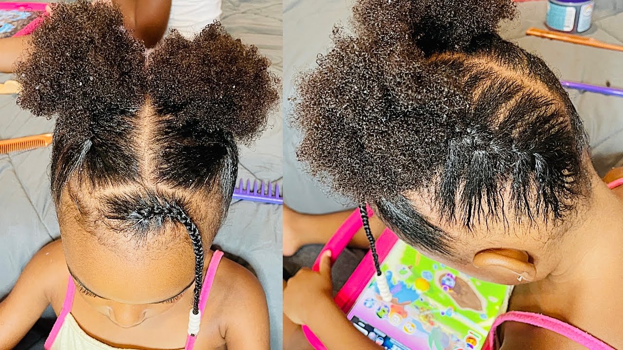 Braided Up Puff Balls For Little Girls| QUICK AND EASY HAIRSTYLE - YouTube
