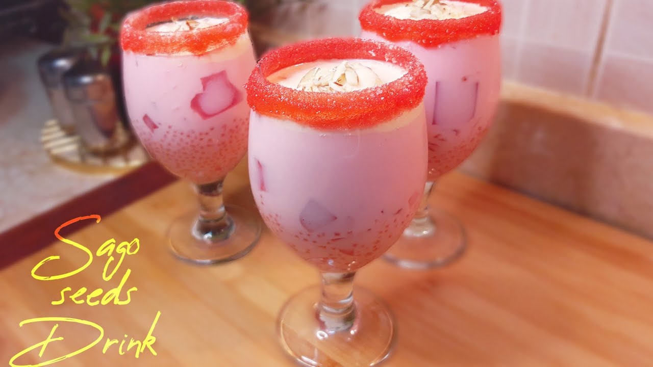 Sago Seeds Drink | Easy Party Drinks Idea | Jelly Sago Drink | Sago ...