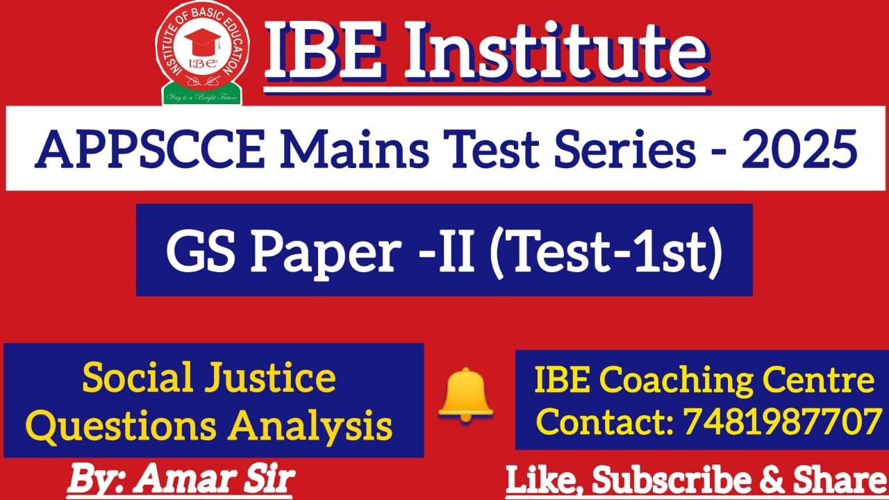 APPSCCE Mains Test Series | GS Paper- II | Social Justice | Questions ...