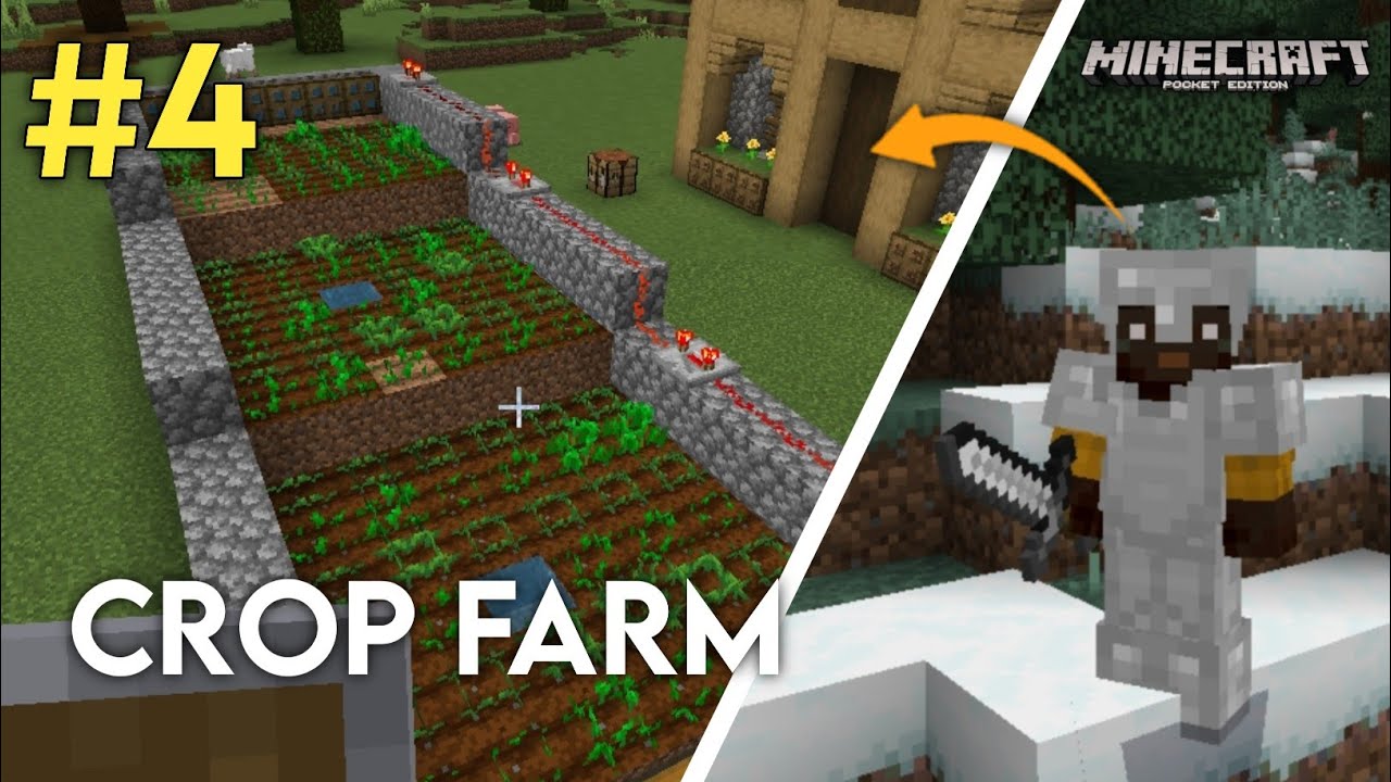 BUILT A AUTOMATIC CROP FARM🌾 - MINECRAFT PE (1.20.1) - PART 4 - YouTube