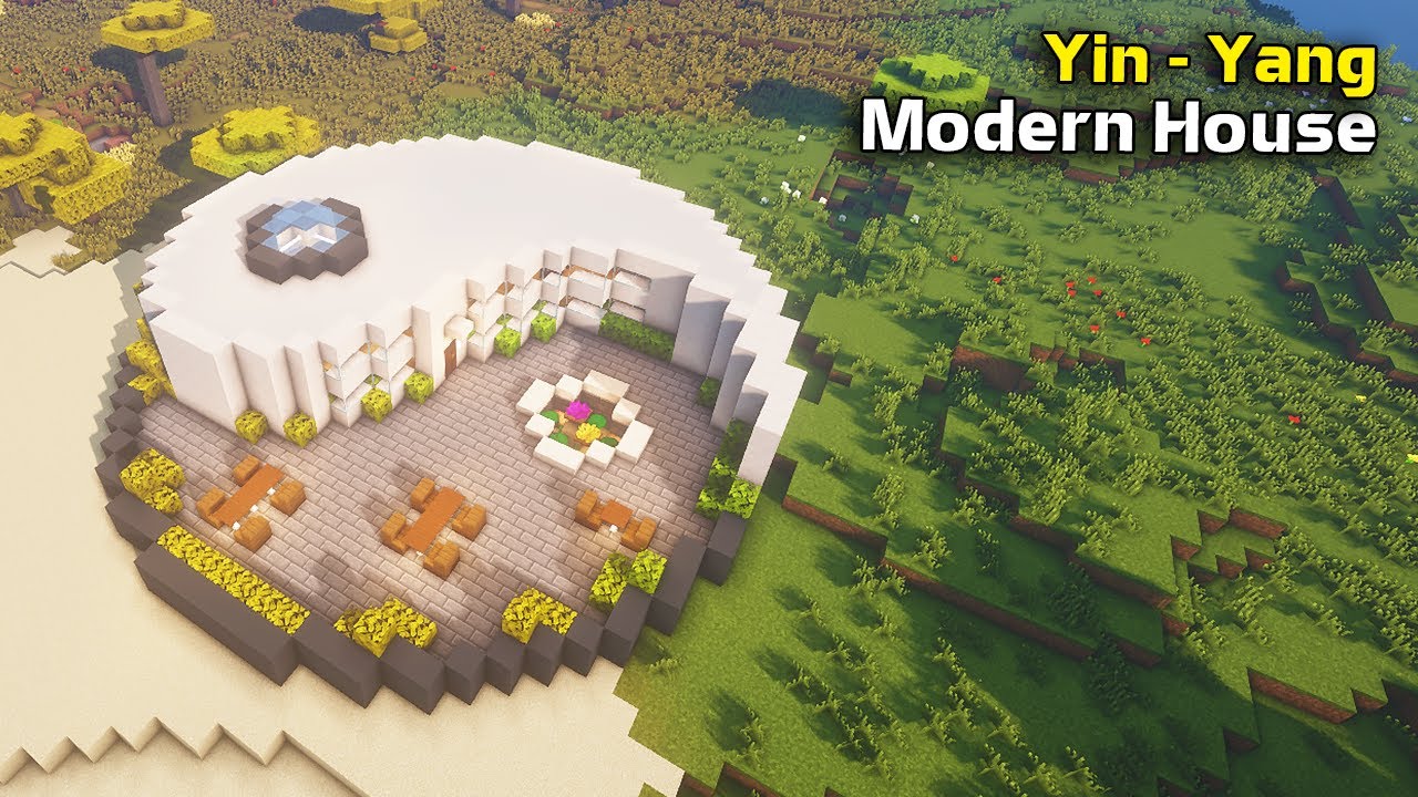 ⚒ Minecraft How to Build a Yin - Yang Modern House ⚒ Minecraft Tutorial ...