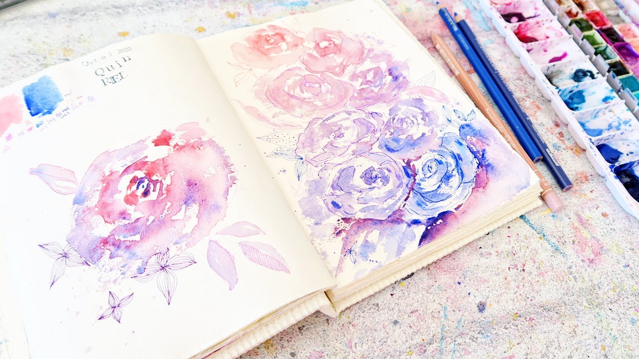 World Watercolor Month! Loose Floral- Quin Red - YouTube