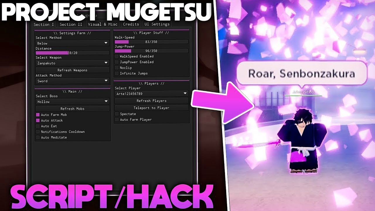 [NEW!] ROBLOX Project Mugetsu Script Hack GUI : Auto Farm, Kill Aura ...