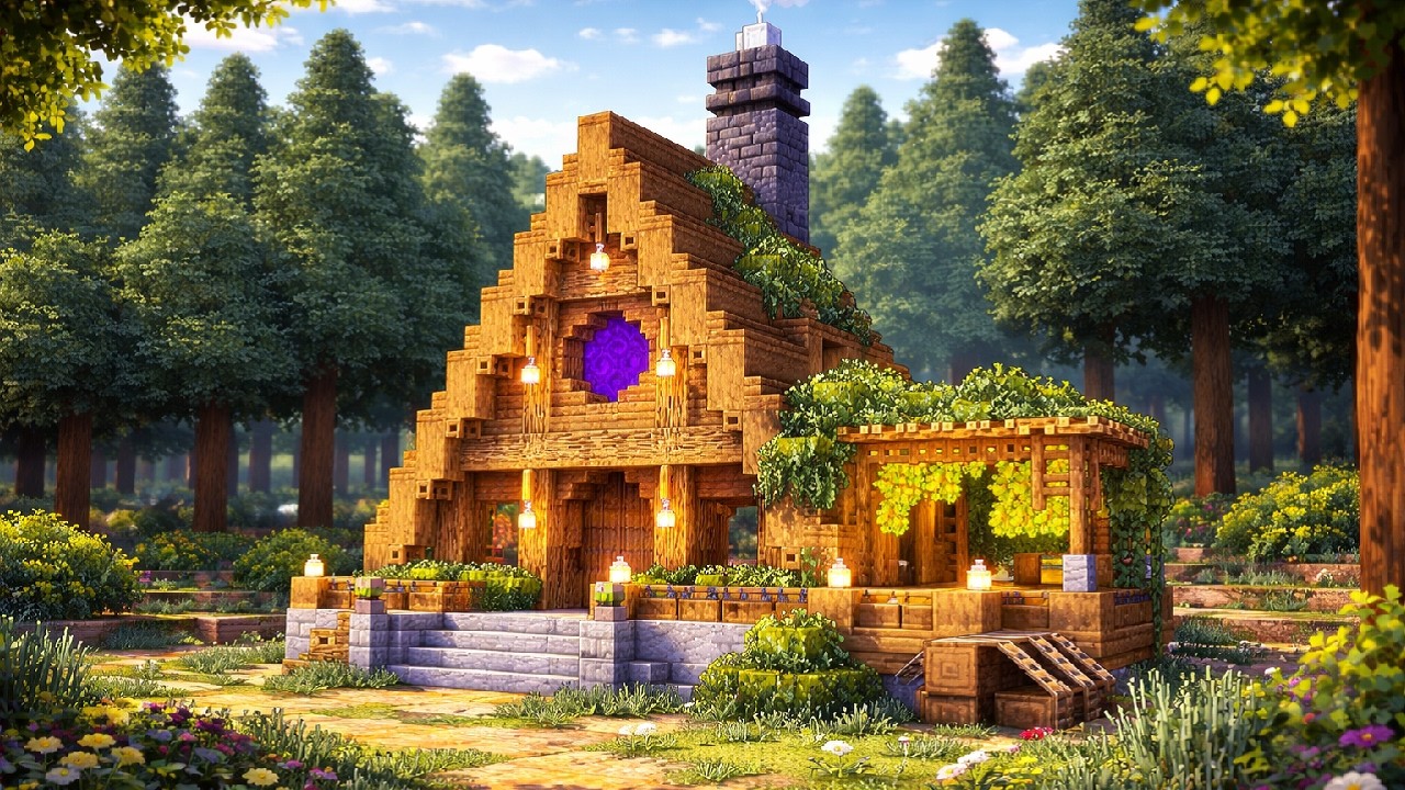How to Build a Wooden Cabin + Interior in Minecraft - YouTube