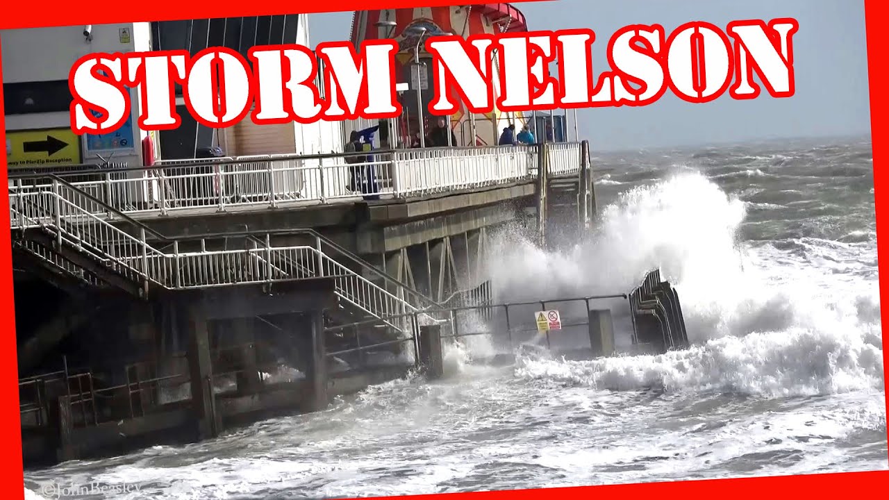 Storm Nelson batters Bournemouth beach as 60mph wind and torrential ...