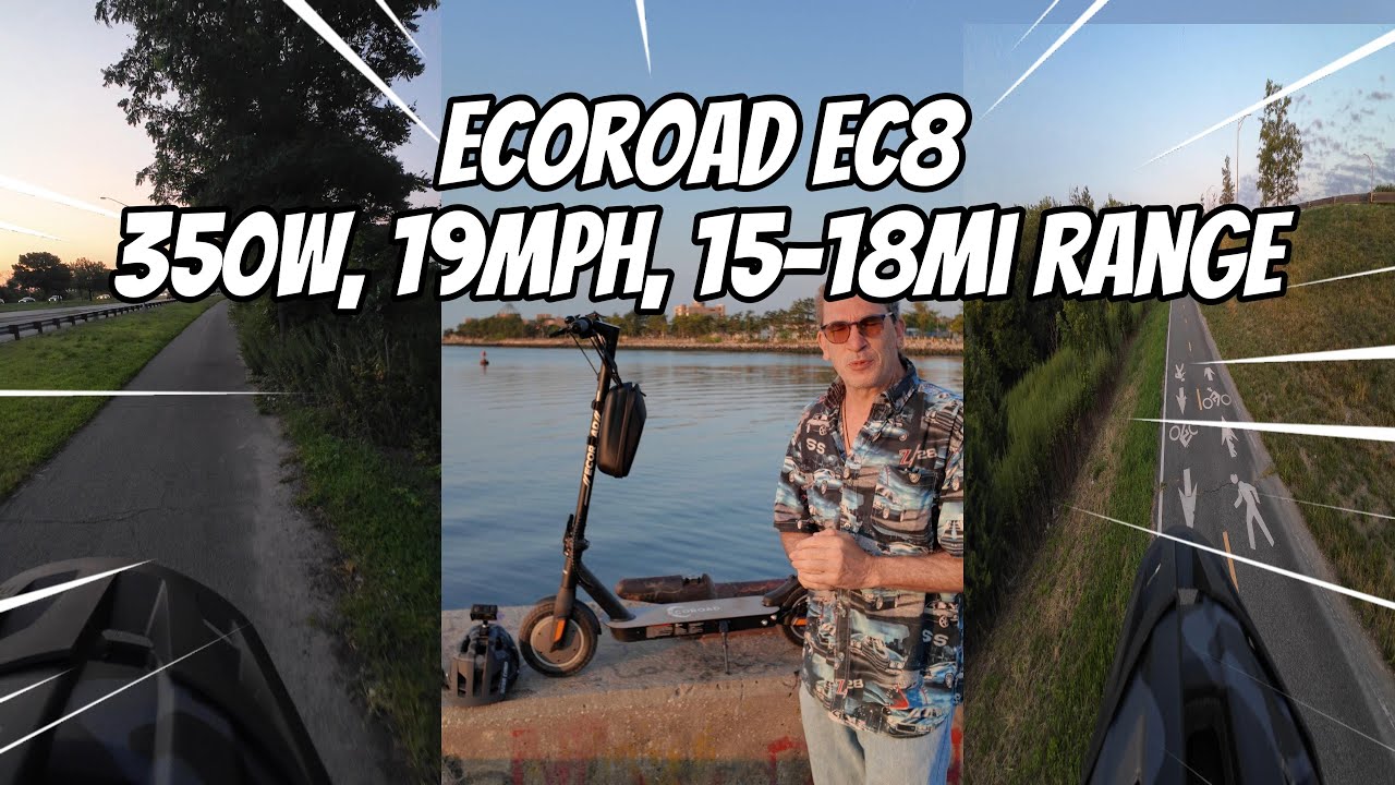 ECOROAD EC8 Electric Scooter, 15-18 Miles Long Range Adults Commuting Scooters, 350W Motor & 19 ...