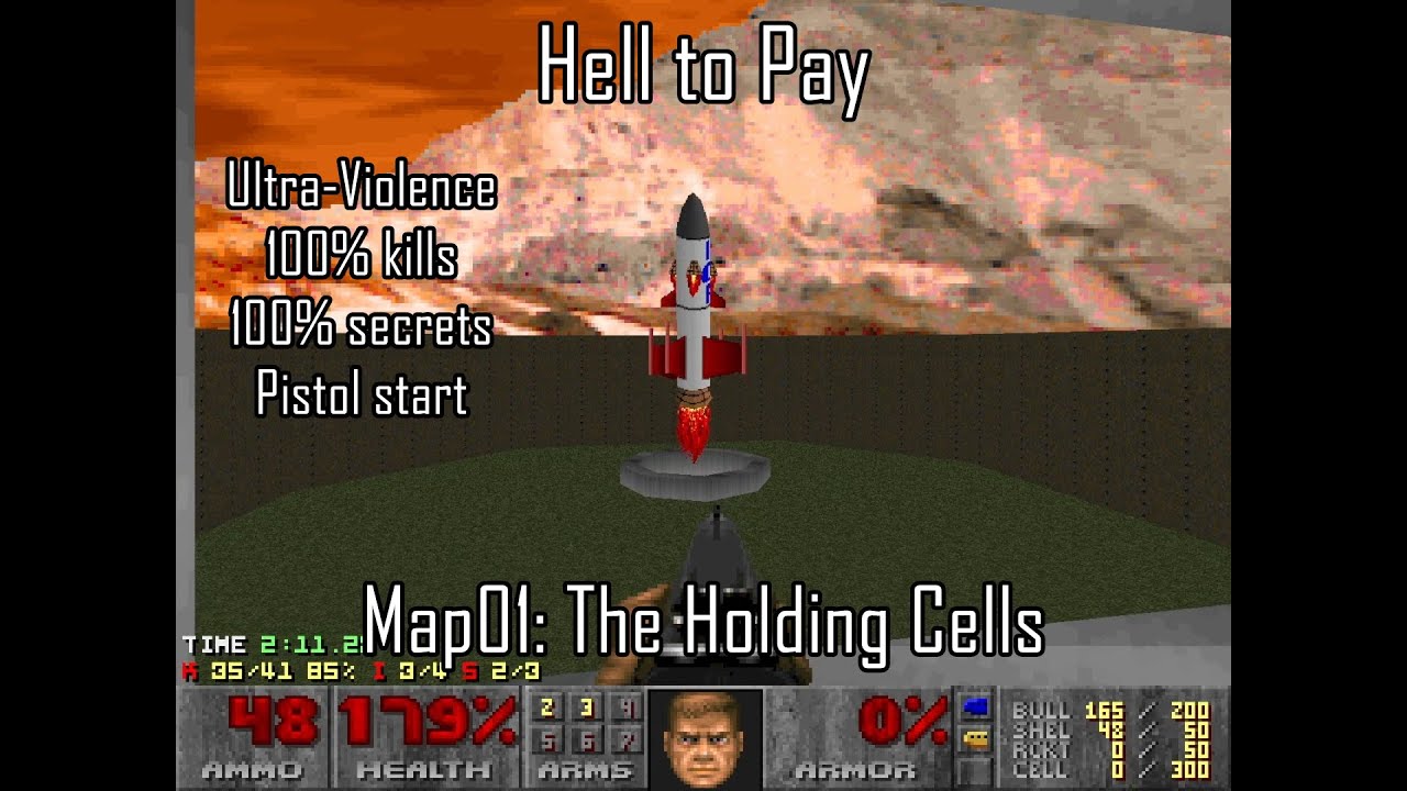 Doom II: Hell to Pay - Map01: The Holding Cells (Ultra-Violence 100% ...