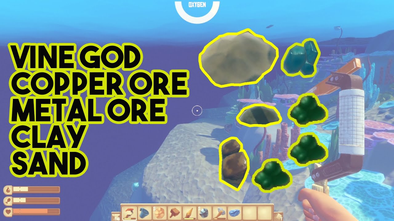 Raft hari ke 4-Mencari vine god,copper ore, metal ore, clay dan sand ...