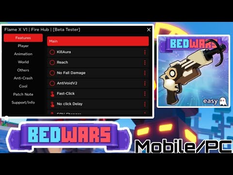 📥Roblox script hack📥|🔥bedwars🔥|script made by FlamingDrey|Flame X V1 ...