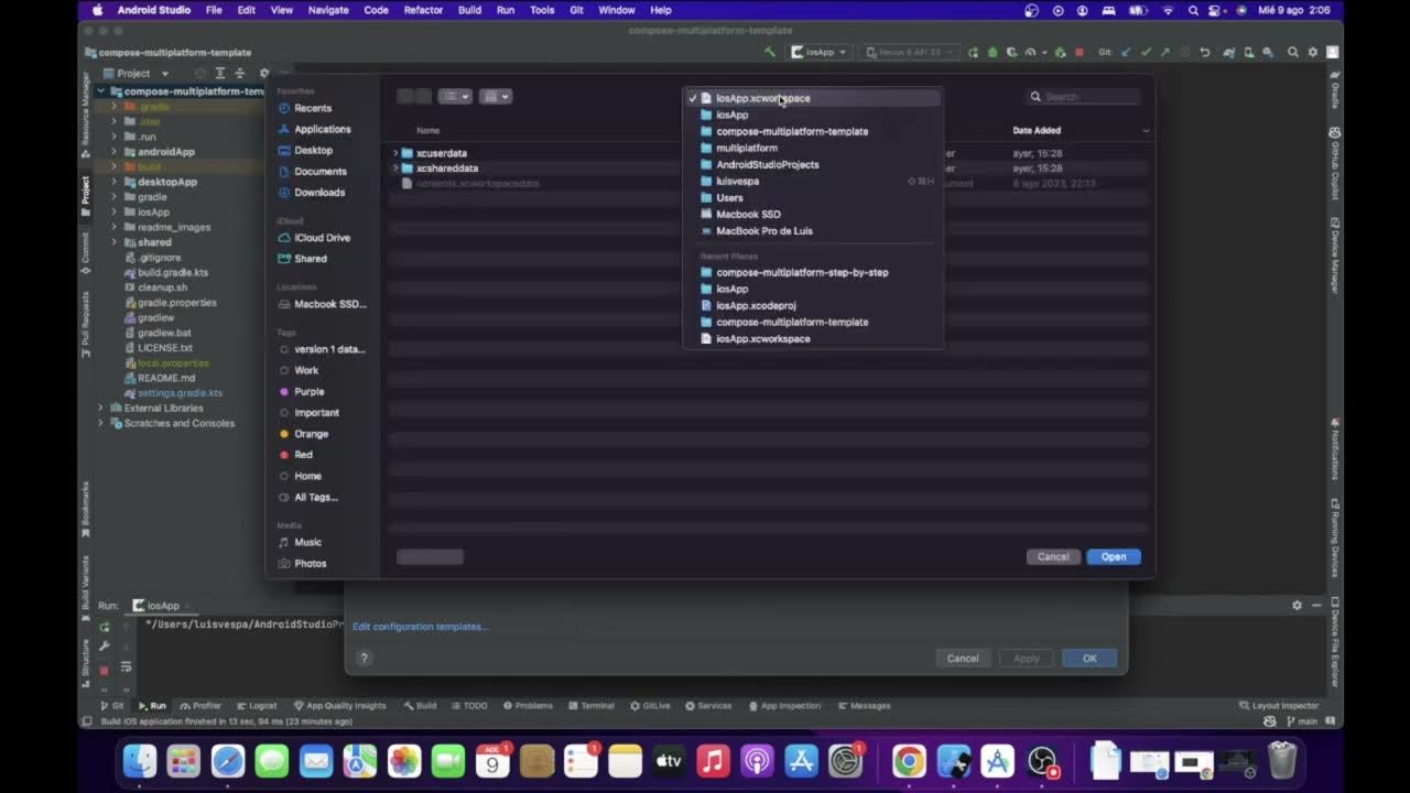 run ios application on android studio with compose multiplatform - YouTube
