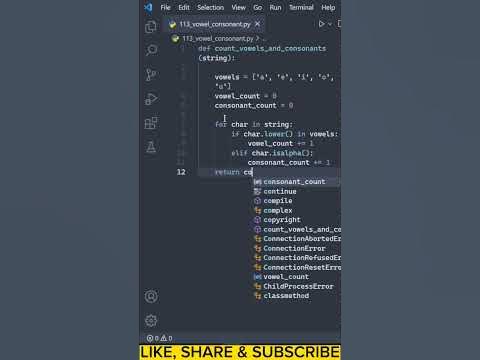 Count Vowels & Consonant of a String in python - YouTube