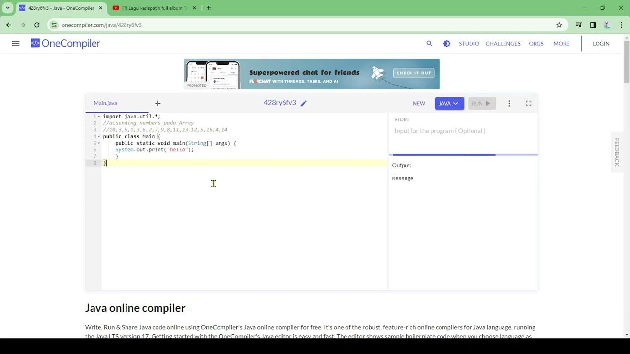 Cara mengurutkan (ascending) angka array di java - YouTube