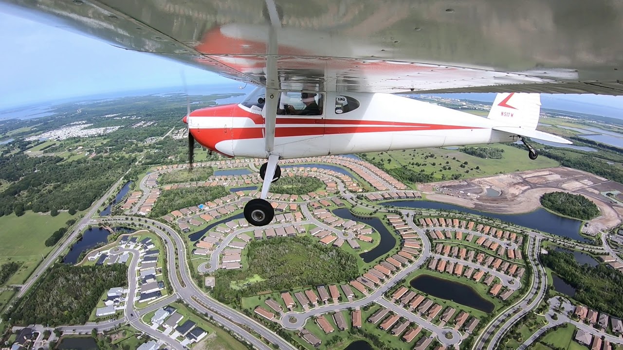 Flight 755 Cessna 140A wing view srq - YouTube