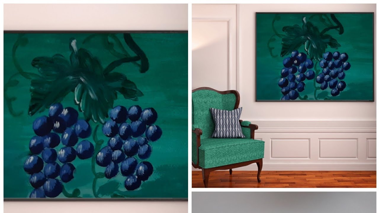 Grapes Acrylic painting/ Satisfying art and music/ Acrylic art - YouTube