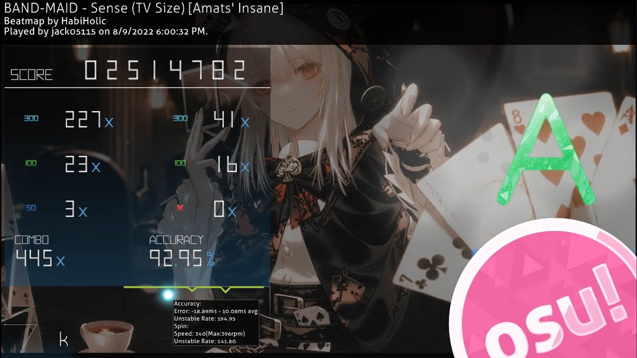 [osu!] Sense (TV Size) / BAND-MAID / Amats' Insane [4.44 Stars] First ...