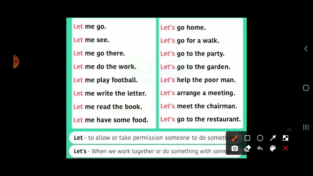 Difference between "LET" and "LET'S". how to use let & let's? - YouTube
