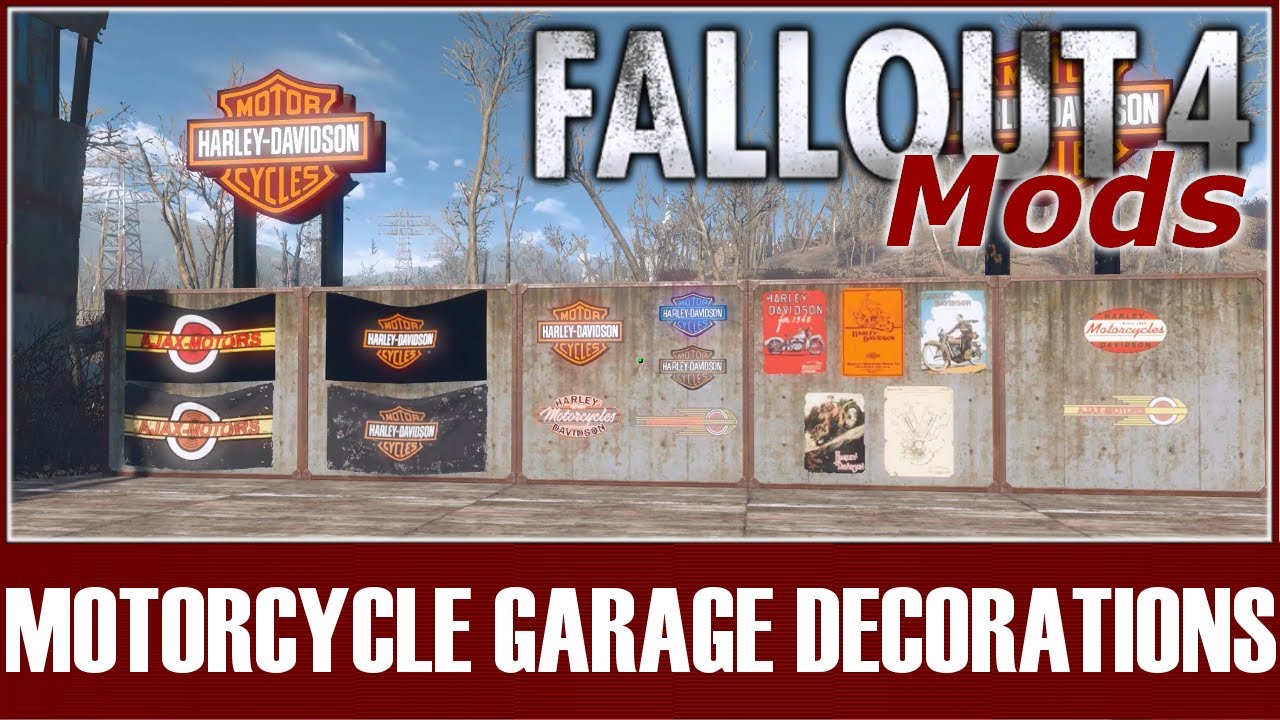 Fallout 4 Mods - Motorcycle Garage Decorations - YouTube