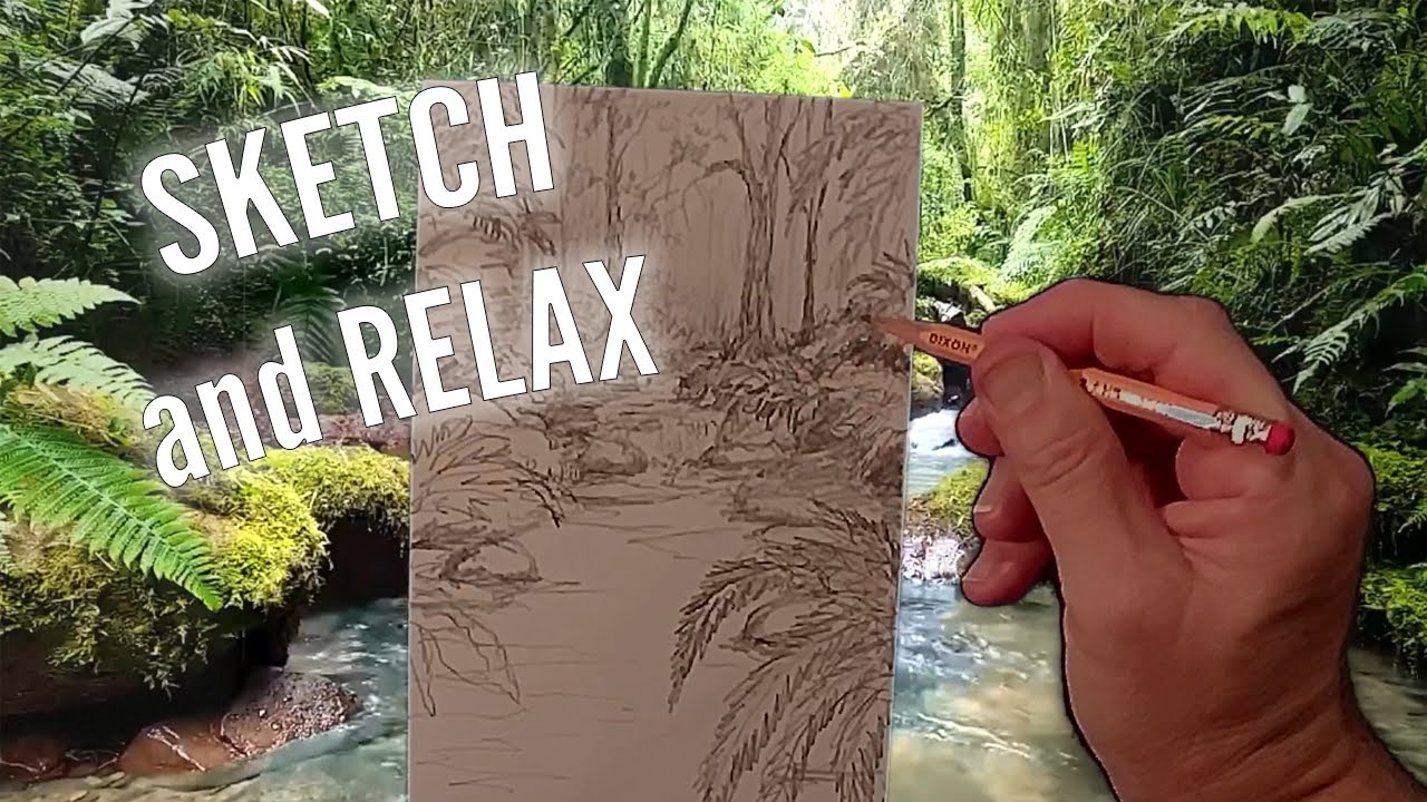 Forest Stream Sketch - RELAX and Draw - YouTube