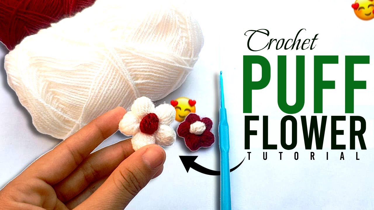 10 Minute Crochet Puff Flower Tutorial | crochet Puff flower Tutorial ...