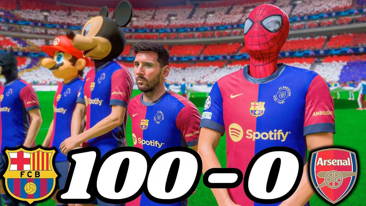 FIFA 23 | SPIDERMAN, RONALDO, MESSI, GOKU | BARCELONA 100 - 0 ARSENAL ...