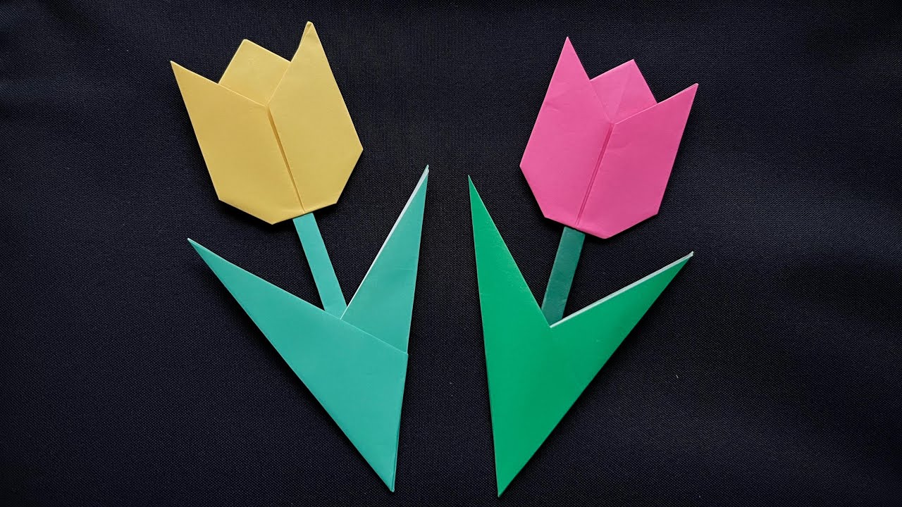 Tulpe einfach basteln 🌷 DIY Origami Blume falten 🌷 DIY Tulip - YouTube