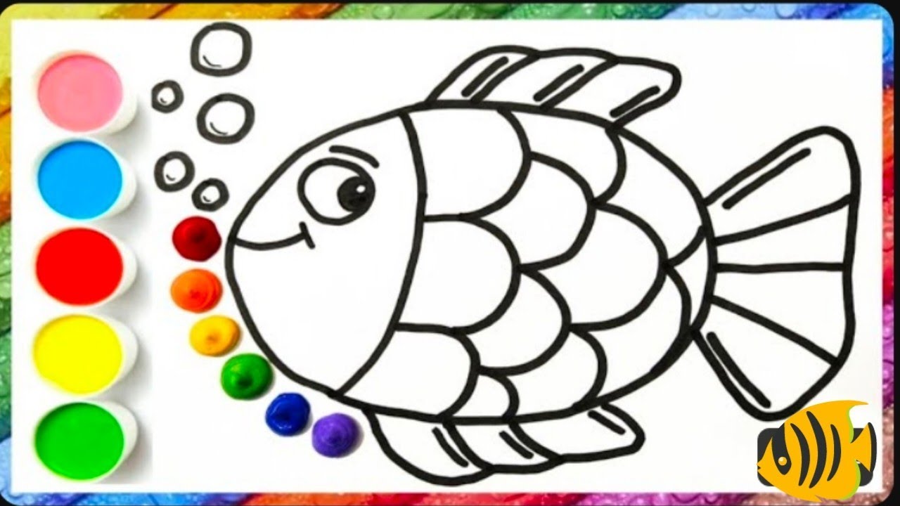 How to make a cute fish 🐠 step by step / Colourful fish drawing ...