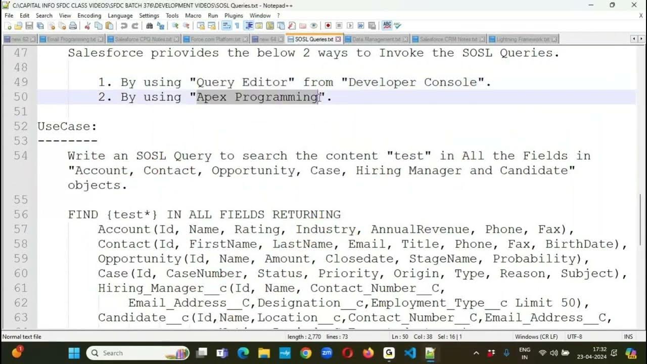 Session 54 Static and Dynamic SOSL Queries - YouTube