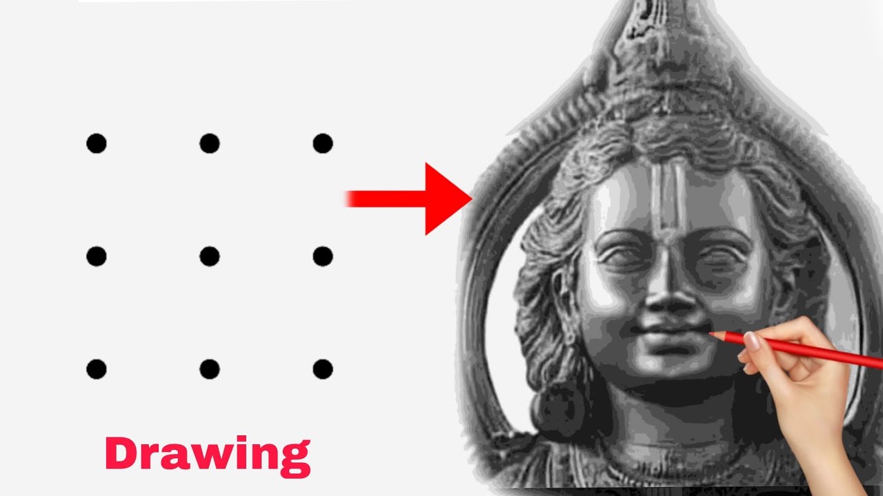 9 Dots turns into Ram lala Ayodhya drawing - YouTube
