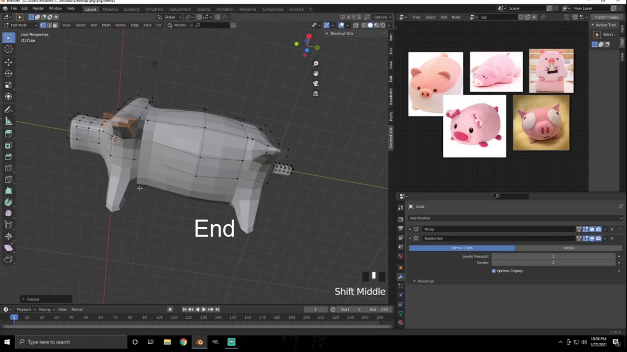 Blender Game ready Stuffed Piggy Part 2 - YouTube