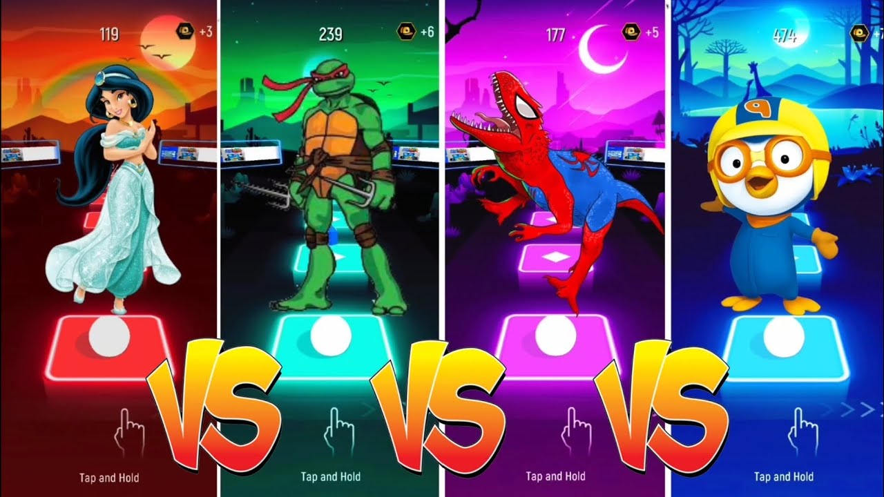 Aladdin 🆚 Ninja Turtle 🆚 Spider Dino 🆚 Pororo 🎶 Who Will Win? - YouTube