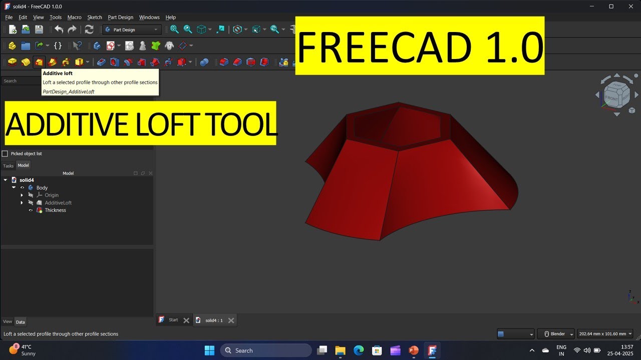 ADDITIVE LOFT TOOL || FREECAD TUTORIAL IN HINDI - YouTube