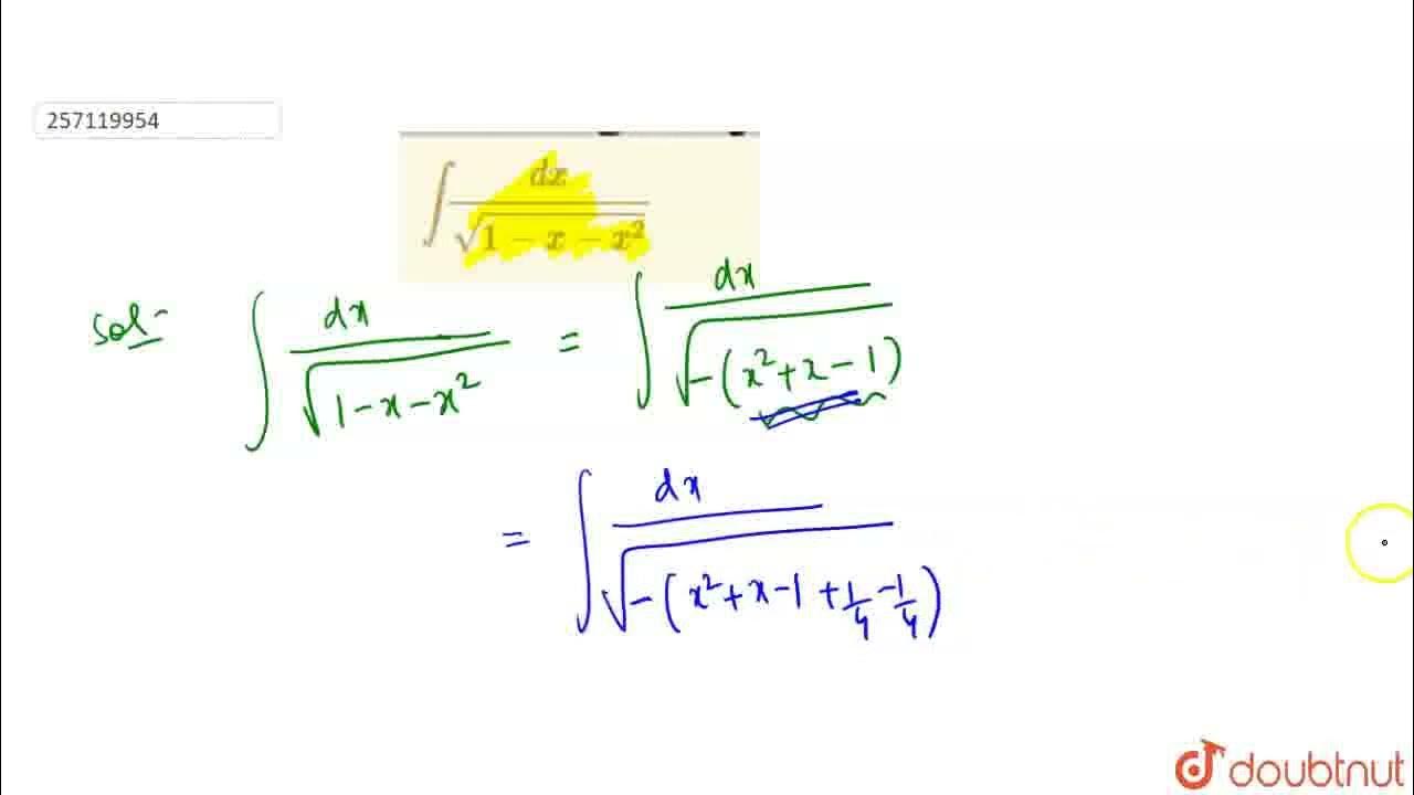 int(dx)/(sqrt(1-x-x^(2))) | CLASS 12 | INDEFINITE INTEGRALS | MATHS | Doubtnut - YouTube