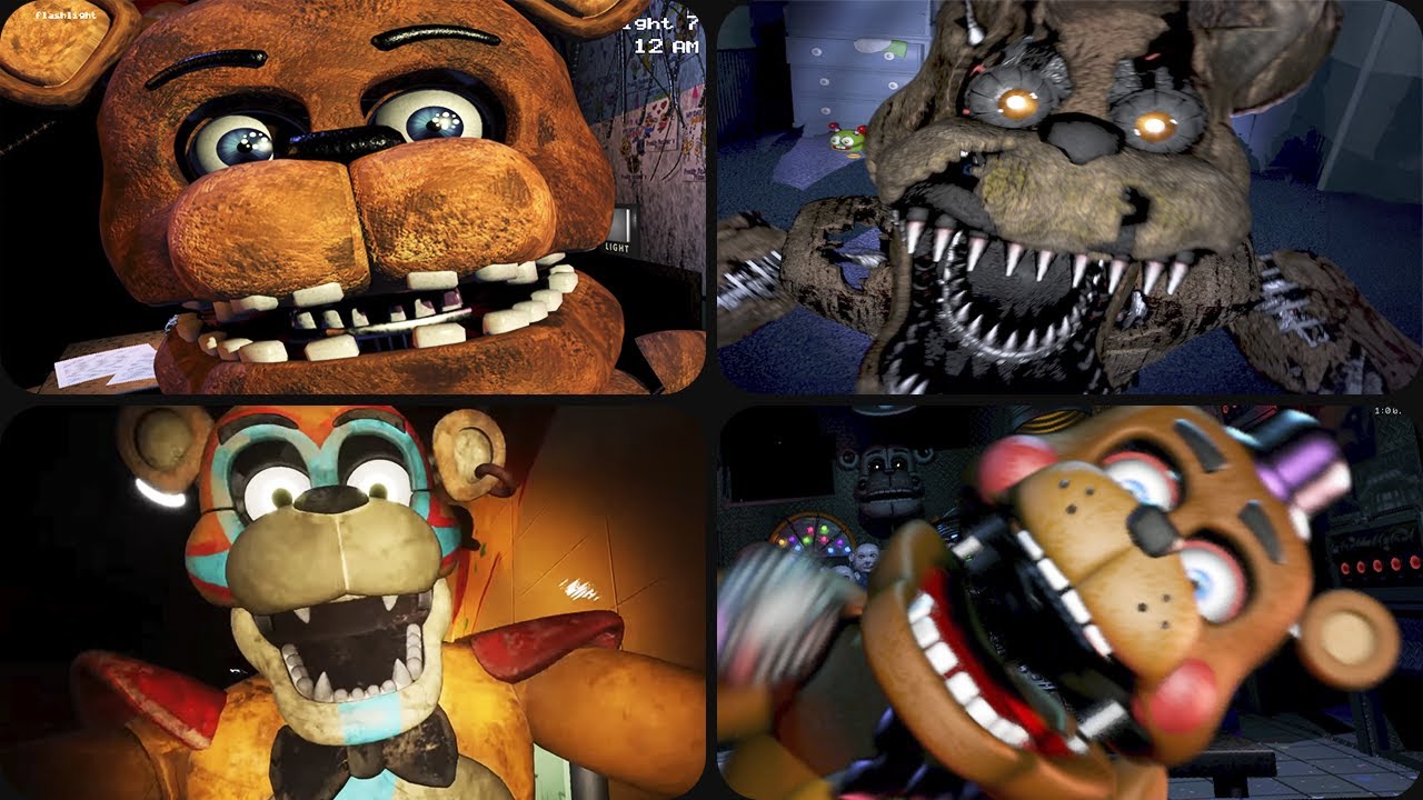 Evolution of Freddy Jumpscares in FNAF Five Nights at Freddy's - YouTube
