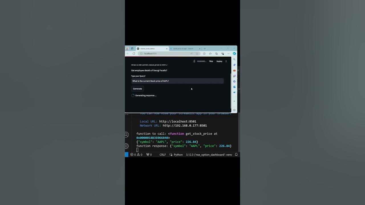 Ollama function calling with stock price function - YouTube