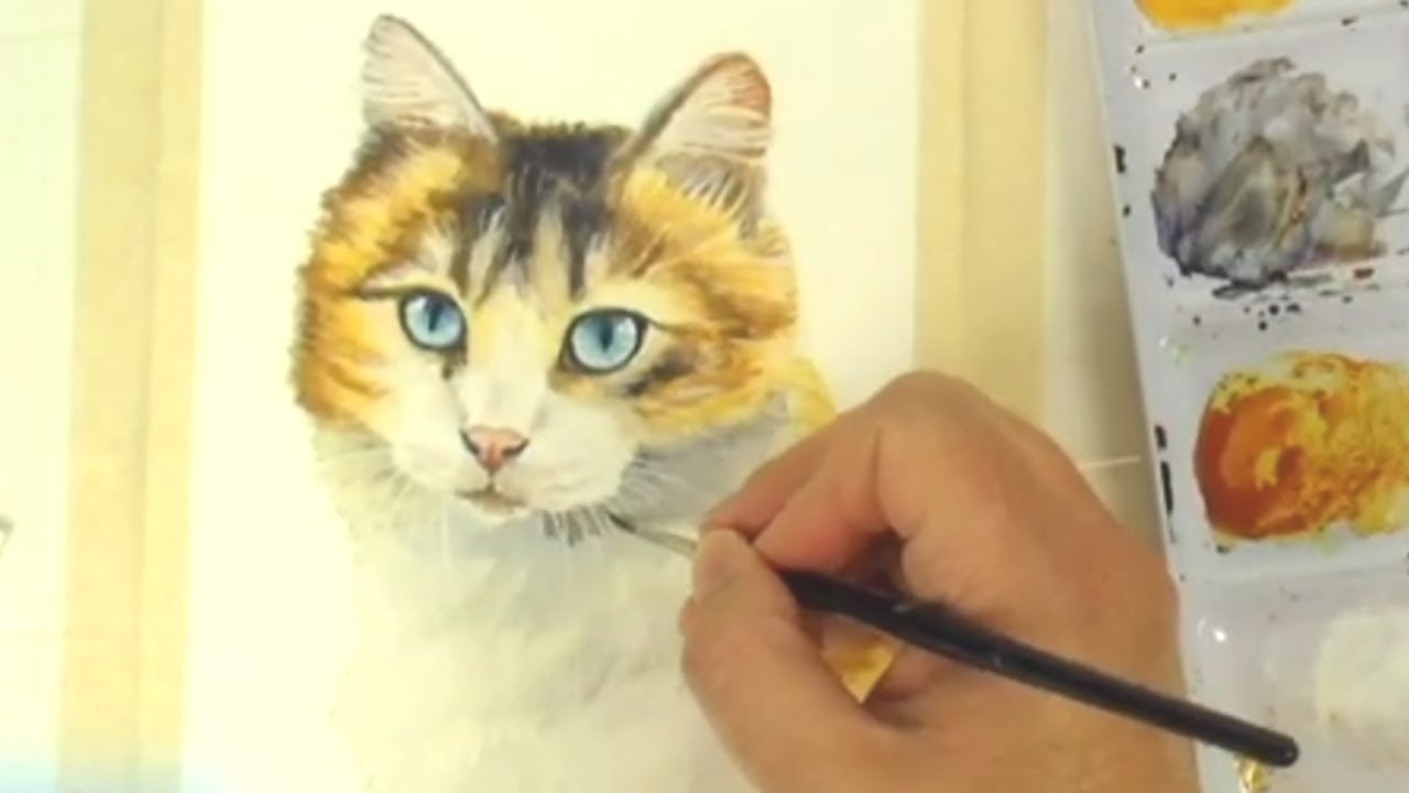 Watercolor Cat Tutorial - YouTube
