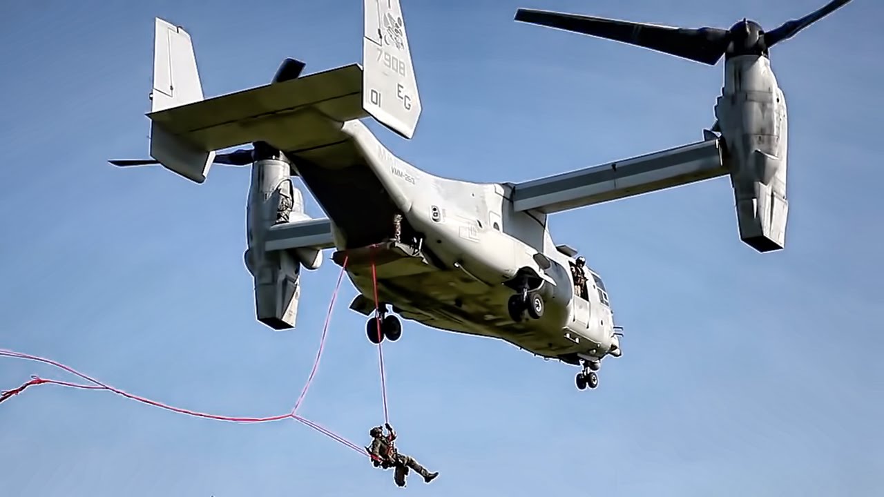 Marines Rappelling & Fast Rope Training • MV-22 Osprey - YouTube