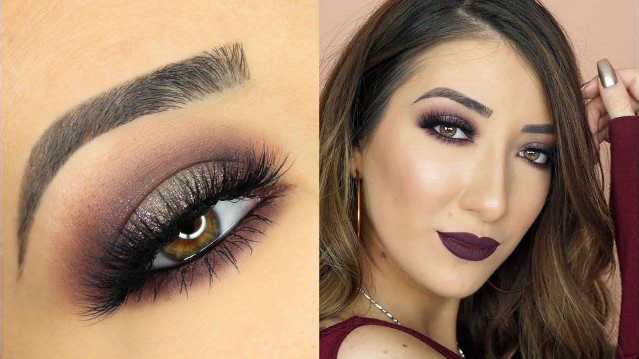 Burgundy Halo Smokey Eye & Vampy Lips Makeup Tutorial - YouTube
