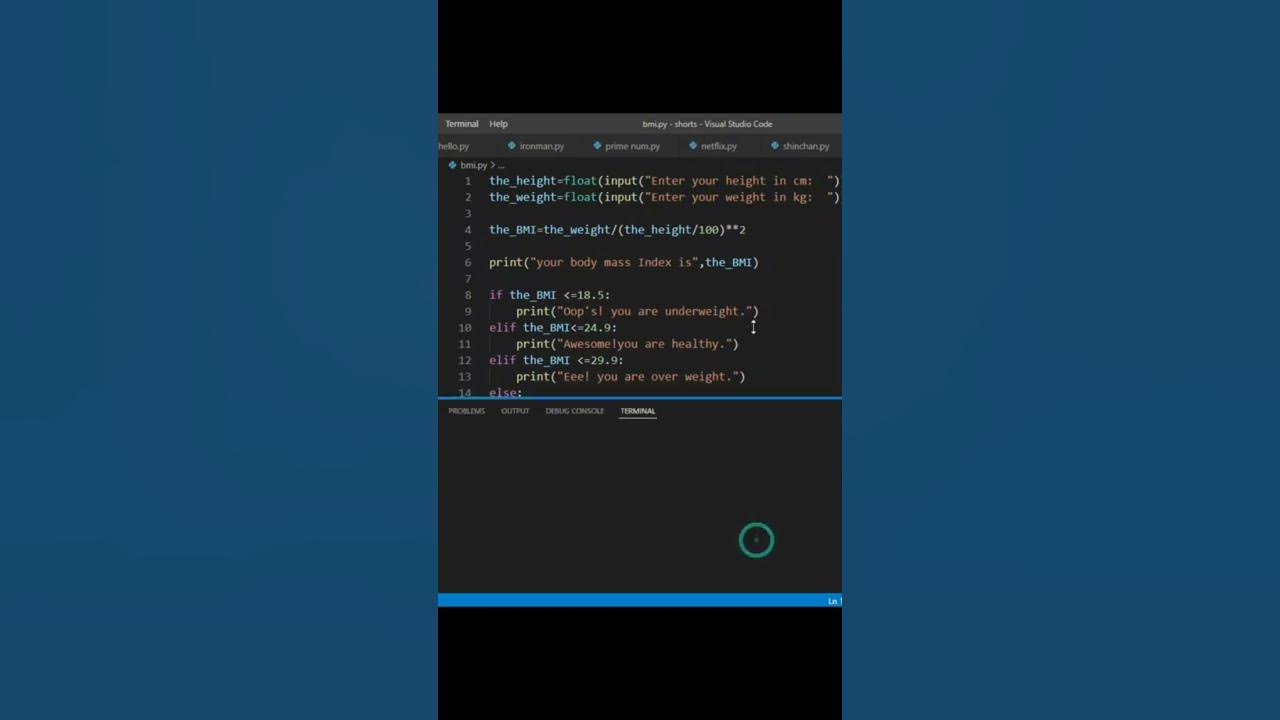 Making Bmi Calculator In Python Shorts Python Html Coding Pythonprogramming Programming