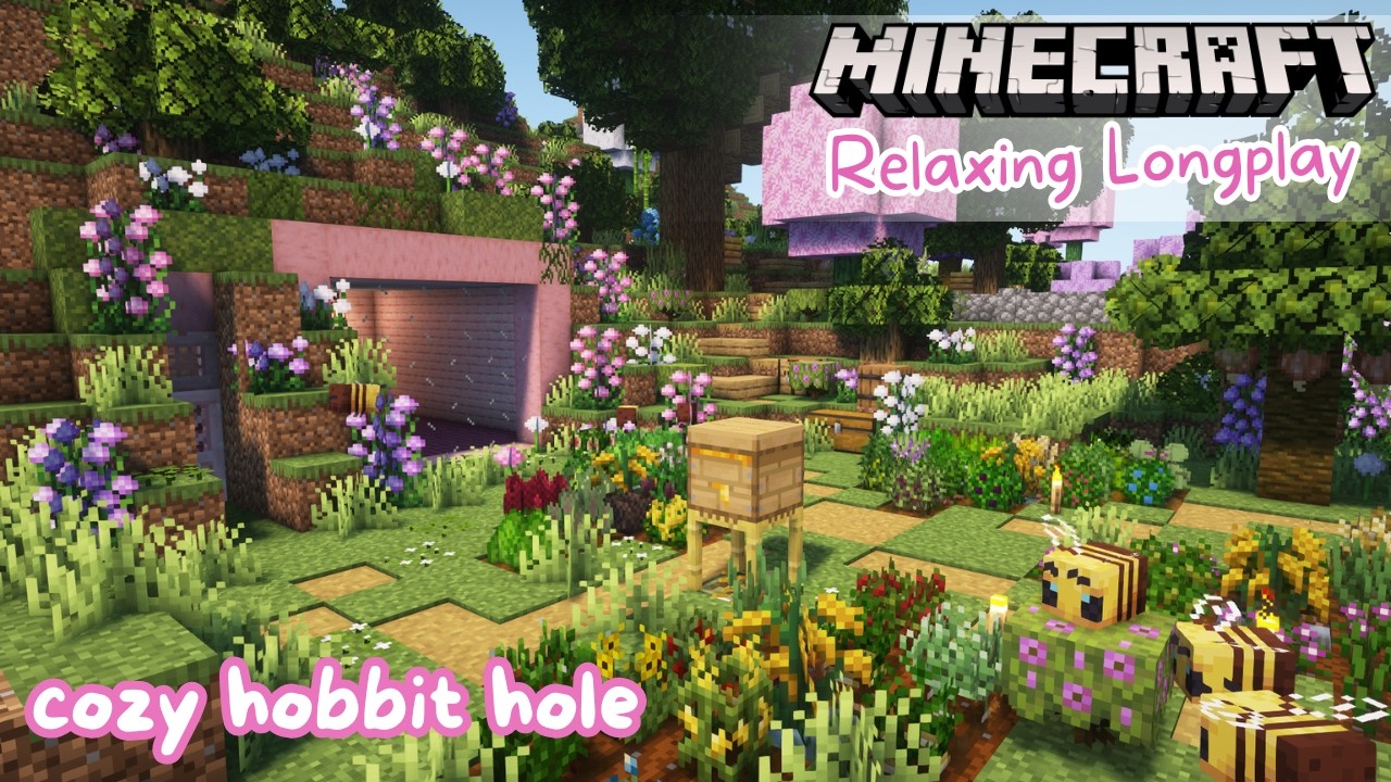 Minecraft Longplay | Cozy Hobbit Hole Farm (no commentary) - YouTube