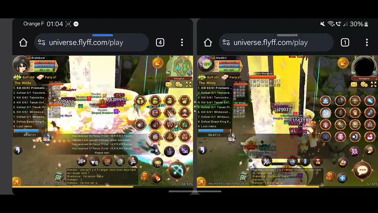 Flyff univers - The wild mobile split screen RM/Ranger - YouTube