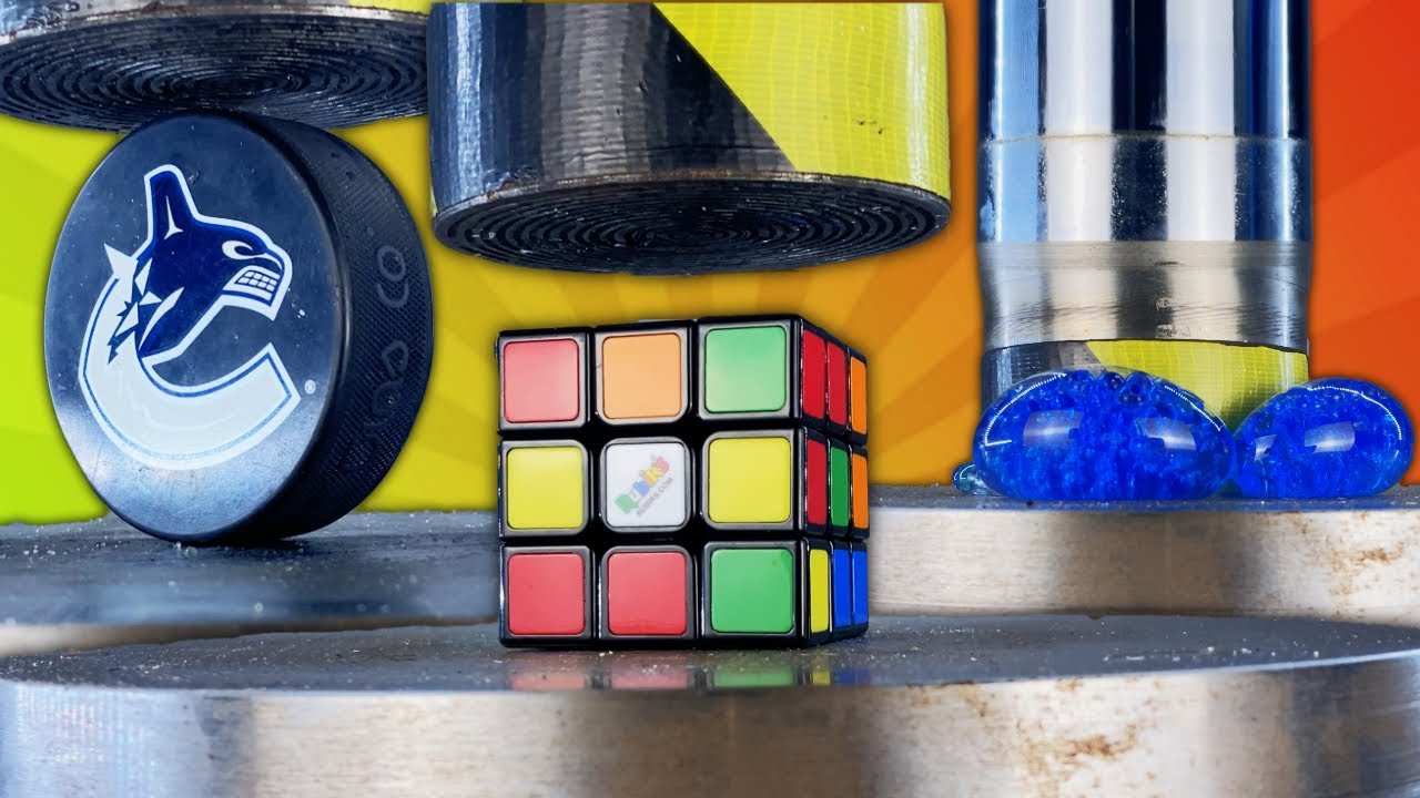 How to solve a Rubik's Cube with a hydraulic press! - YouTube