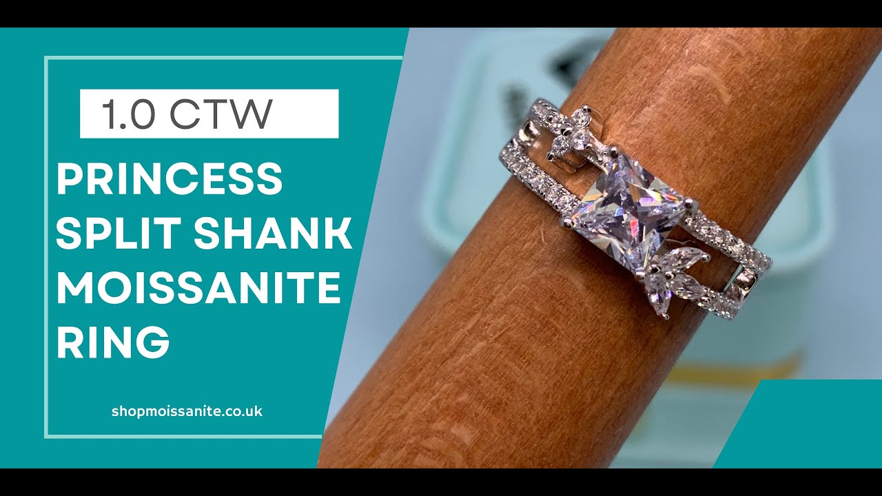 1.0 Carat Princess Split Shank Moissanite Ring Review by shopmoissanite ...