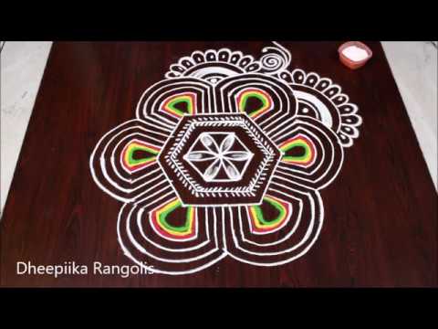 simple and easy geethala muggulu with 5 dots * Margazhi kolam design ...