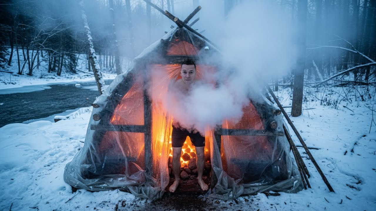 Surviving the Winter by Building a Primitive Sauna - YouTube
