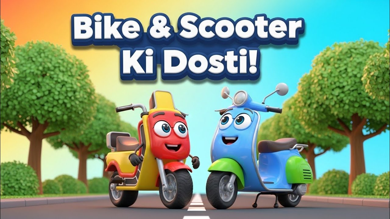 Bike Aur Scooter Ki Dosti | Kids Song | Funny Cartoon Story | Bike vs ...