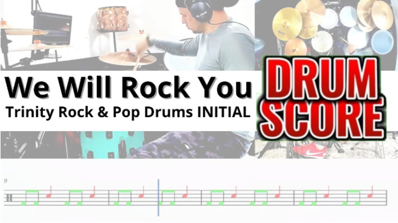 ||We Will Rock You |Trinity Rock&Pop Drums INITIAL [DRUM SCOREE] HOW TO PLAY(PARTITURA ...