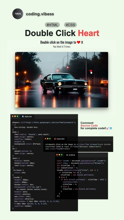 Double Click Heart Effect using HTML, CSS and JavaScript! 🤯 #shorts #css - YouTube