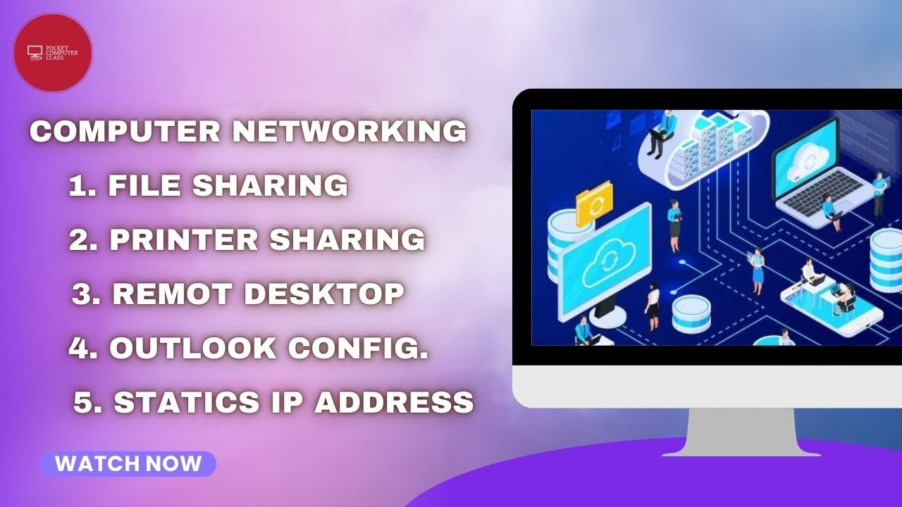 computer remote desktop, file sharing, printer sharing, outlook # ...